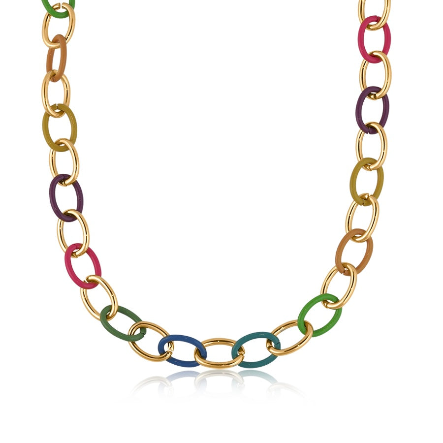 Big Metal London Paula Enamelled Chain Necklace – Jewella
