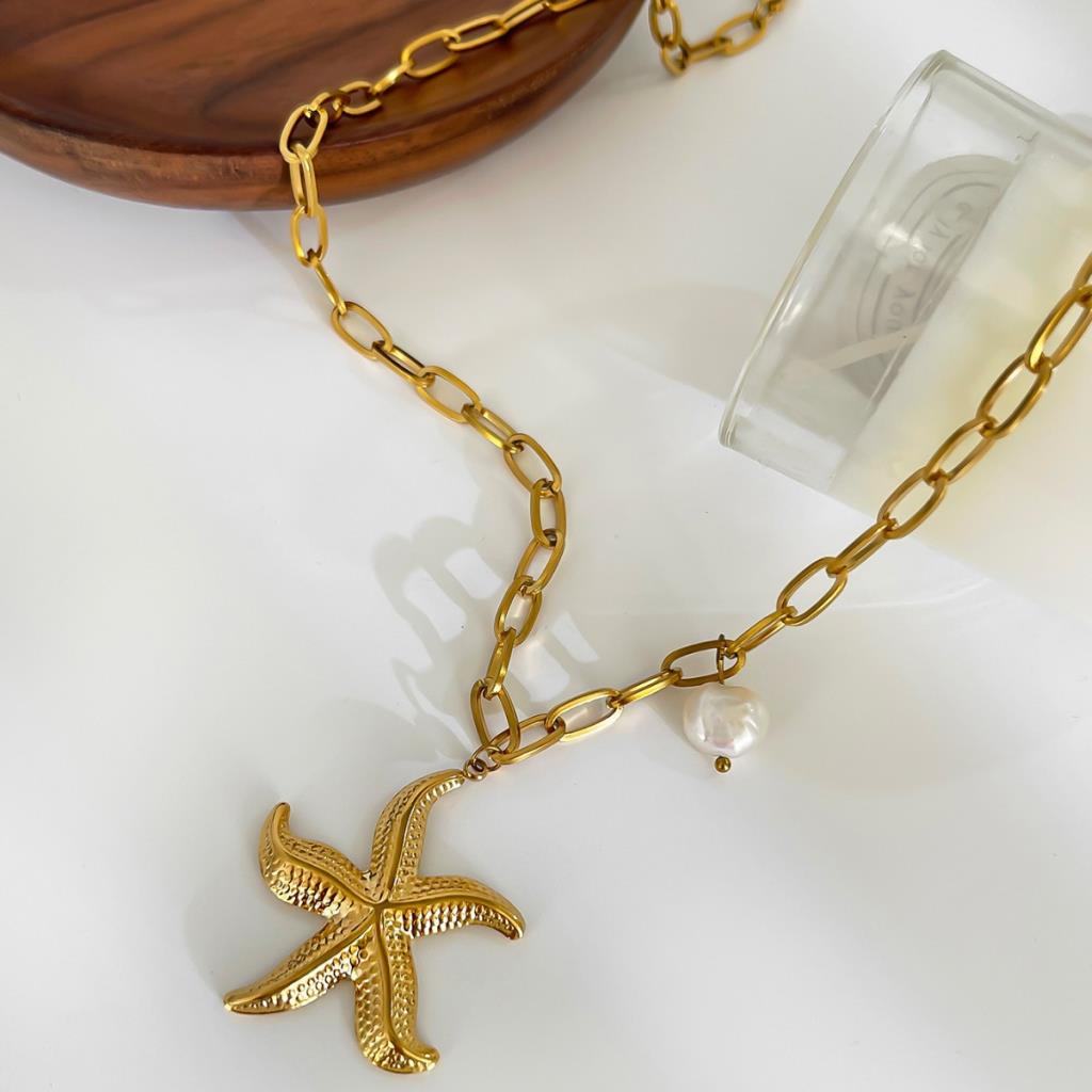 Last True Angel Gold Starfish & Pearl Necklace – Jewella