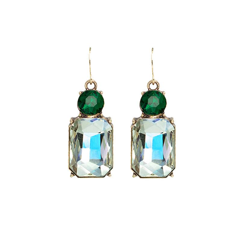 Last True Angel Clear & Emerald Green Twin Gem Drop Earrings – Jewella