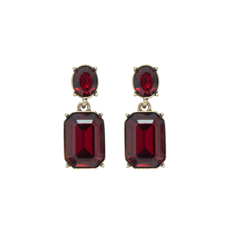 Last True Angel Dark Red Twin Gem Drop Earrings – Jewella