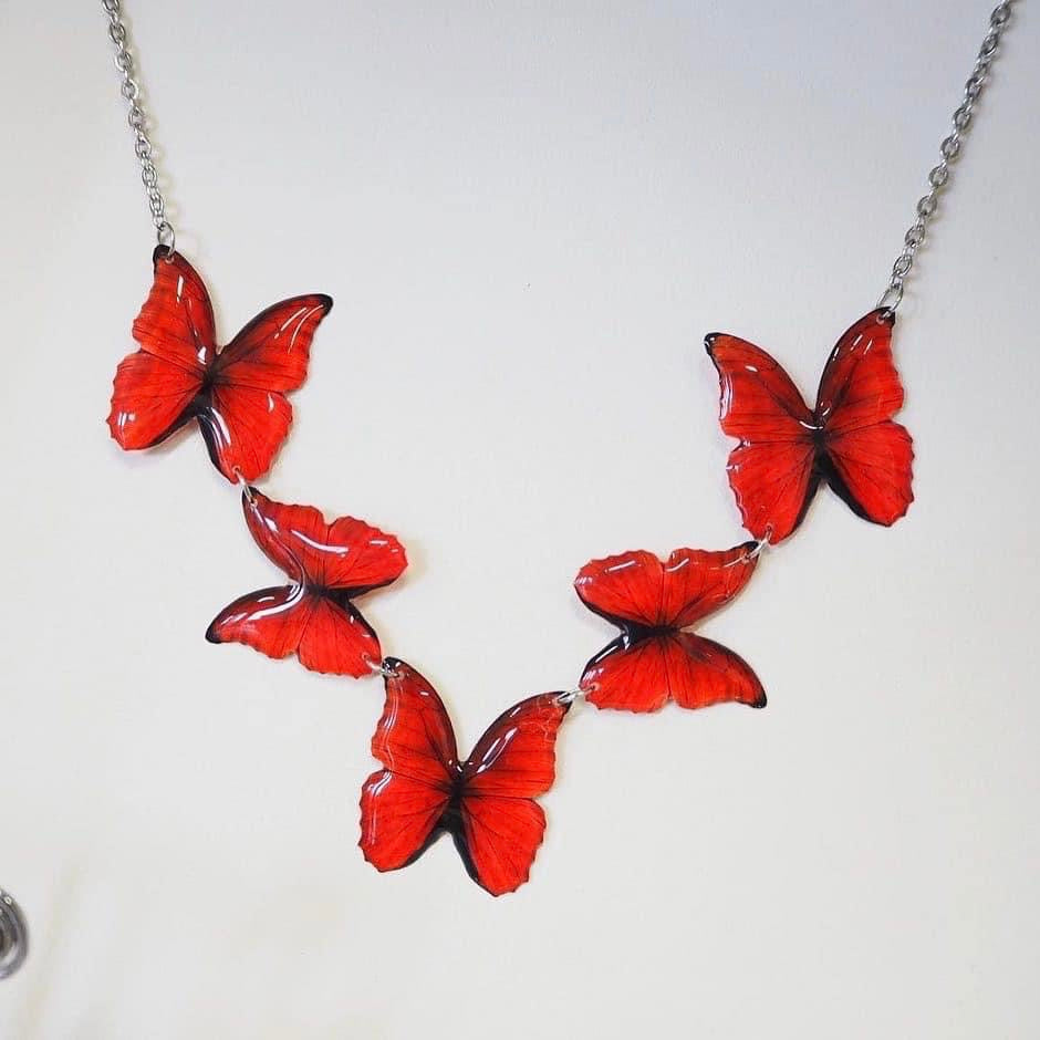 Acdria Red Morpho Butterflies Necklace – Jewella
